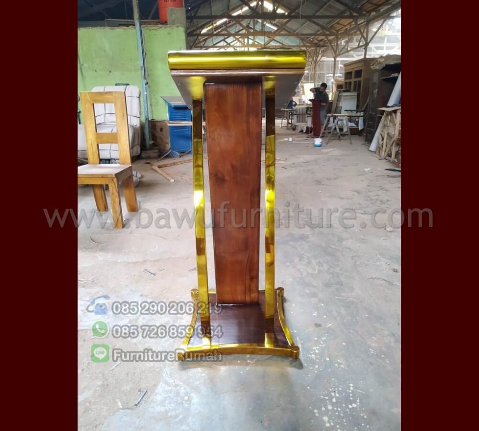 Podium Modern Stainless Gold Minimalis Dari Jati Jepara | Podium Mimbar ...